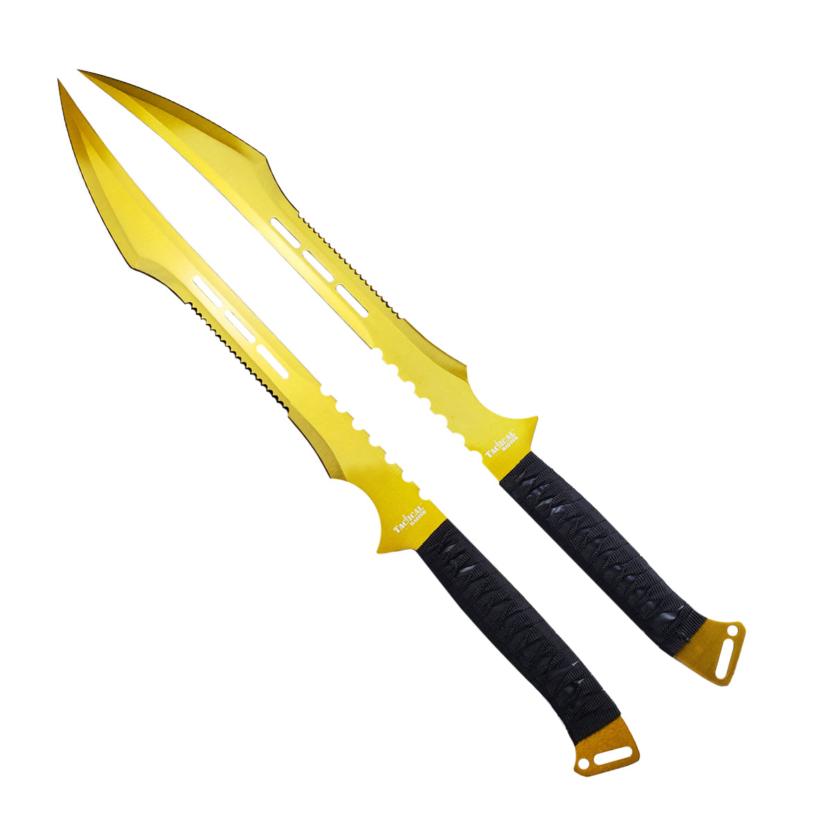 27 Inch Gold Twin Tactical Style Display Machete Set Gear – Guild Arms