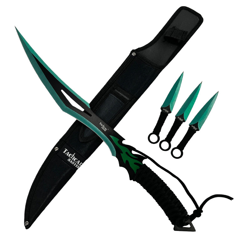 20" Tactical Flame Hunting Machete and Throwing Knives - Green – Guild Arms